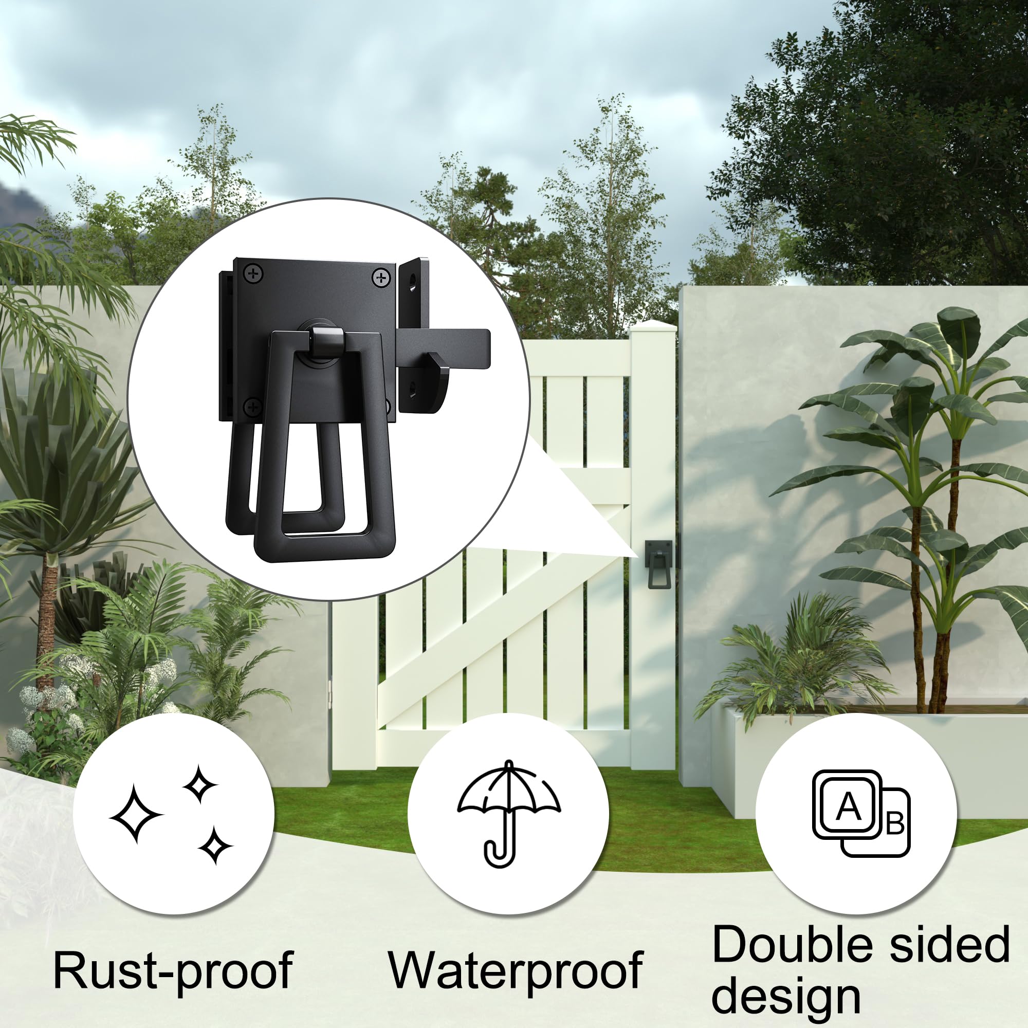 Snapklik.com : Jugreat Double Side Gate Latch, Heavy Duty Gate Latches ...