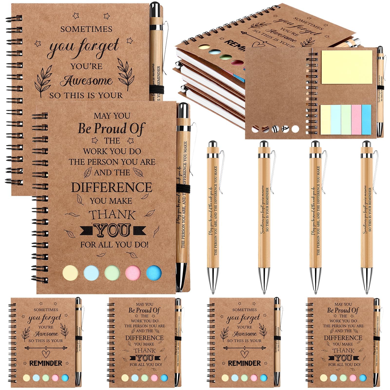 4 Set Employee Appreciation Gift Bulk Inspirational Spiral Notebook ...