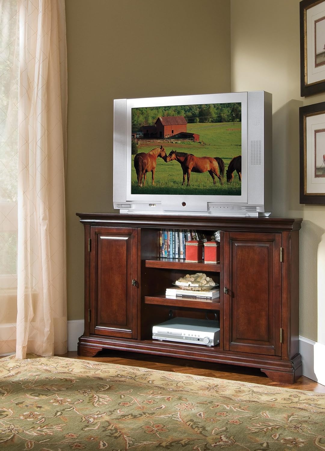 Amazon.com: Home Styles Lafayette Corner Credenza, Cherry Finish ...