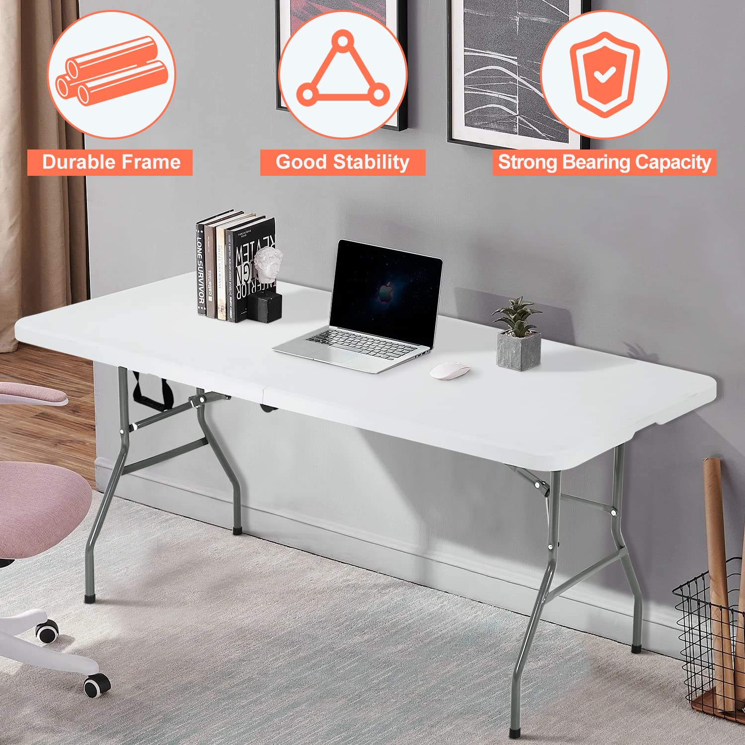 Mainstays Foot Adjustable Height Premium Folding Table,