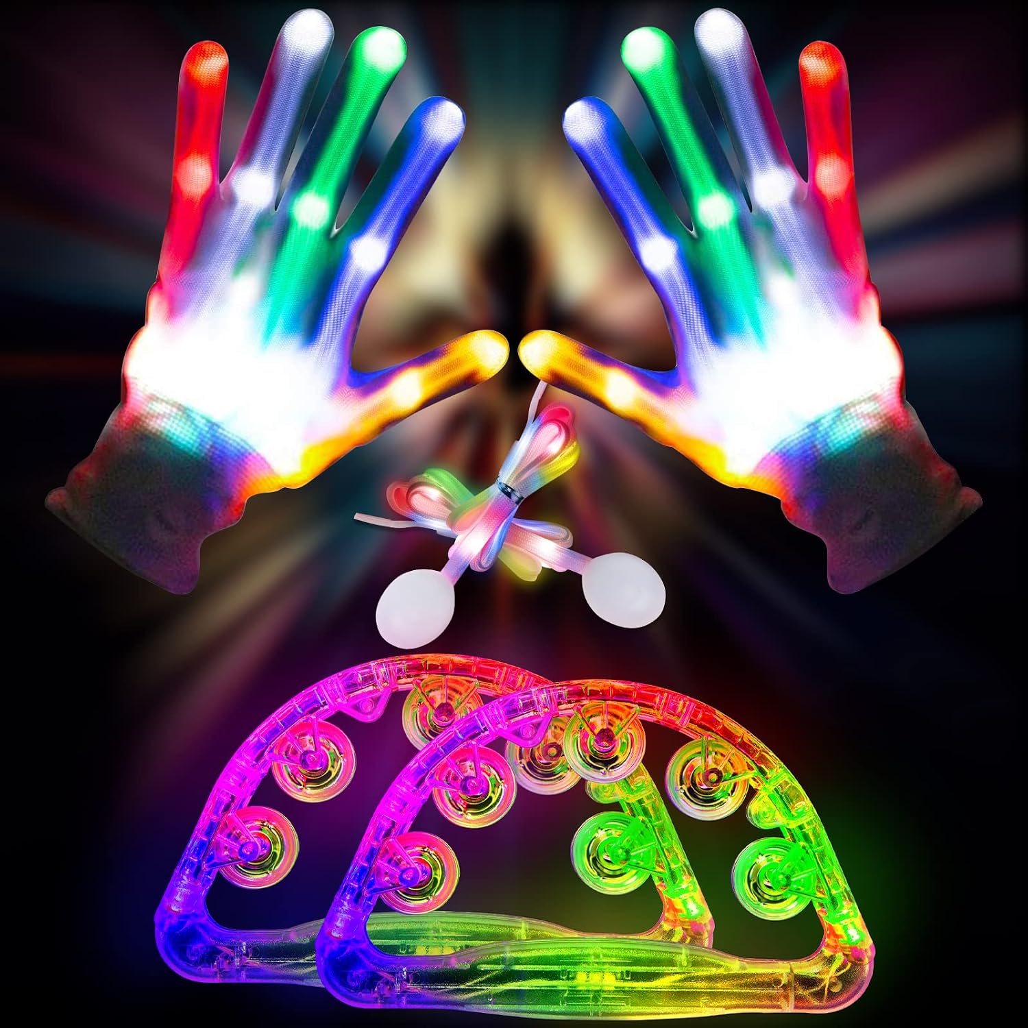 Amazon.com: LED Flashing Toys, LED Gloves Shoelaces Tambourines Set for ...