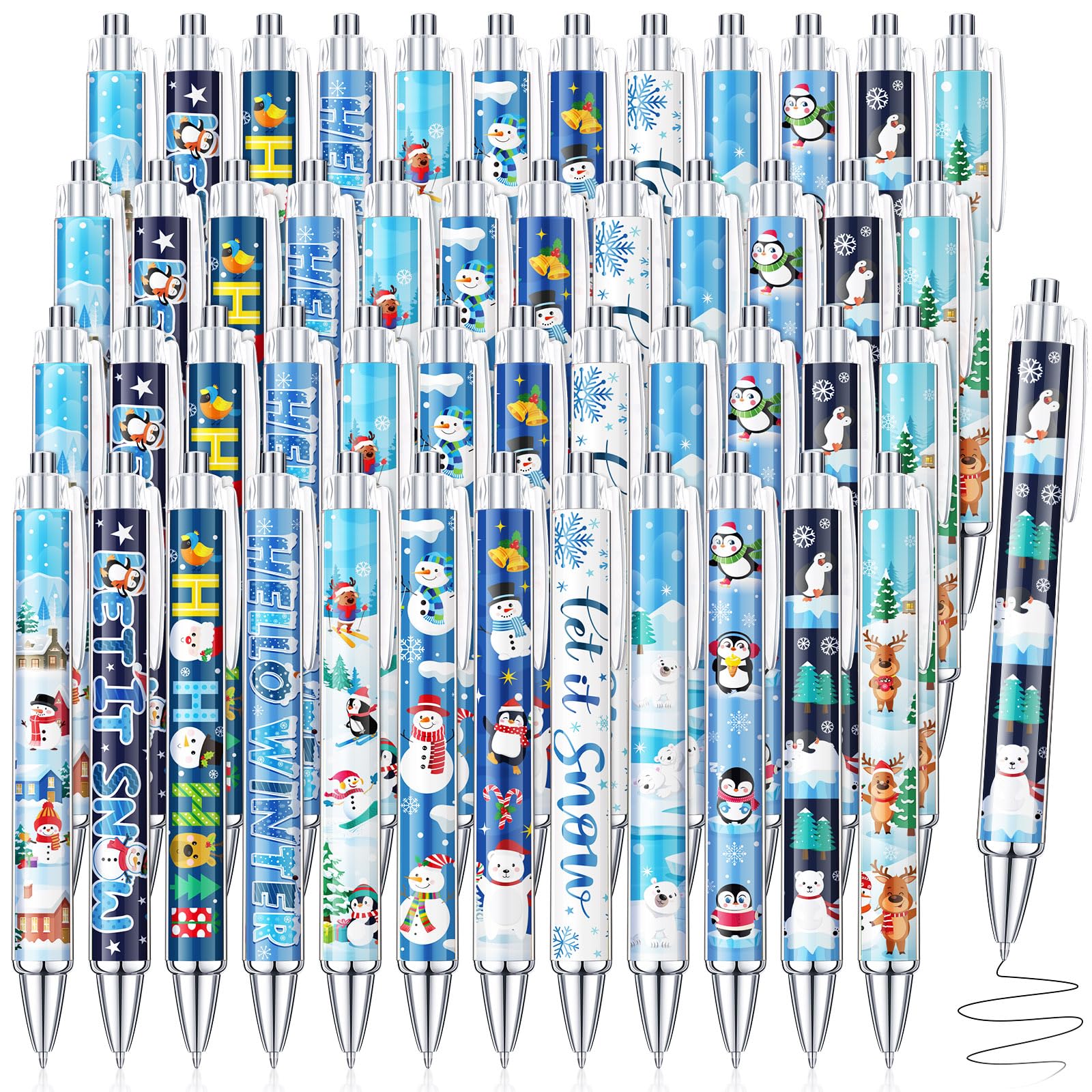 Amazon.com: Dispowreath 48 Pcs Winter Pens Bulk Plastic Winter ...
