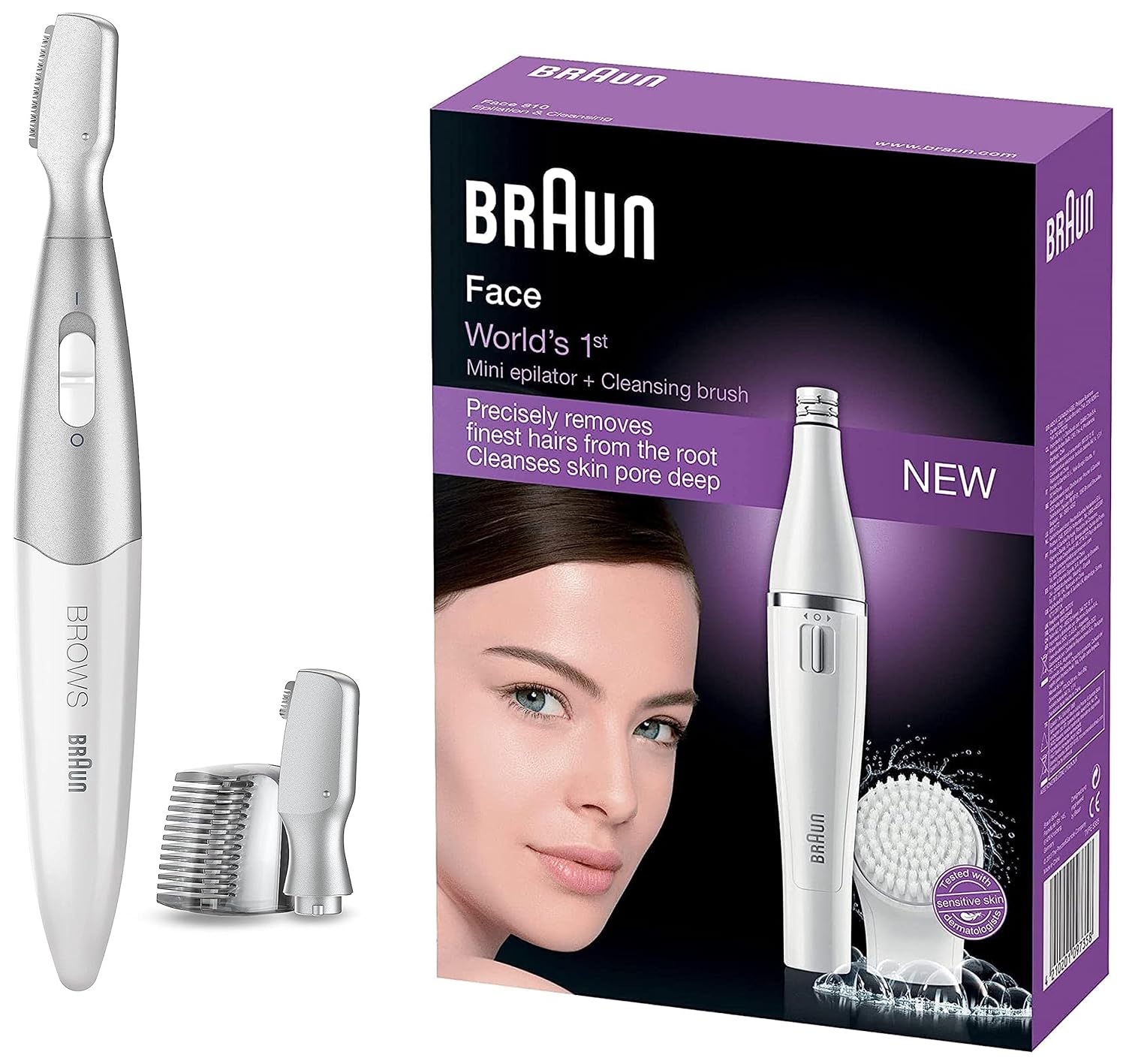 Braun Face 810 – Mini Facial Epilator, White & Braun Mini Precision ...