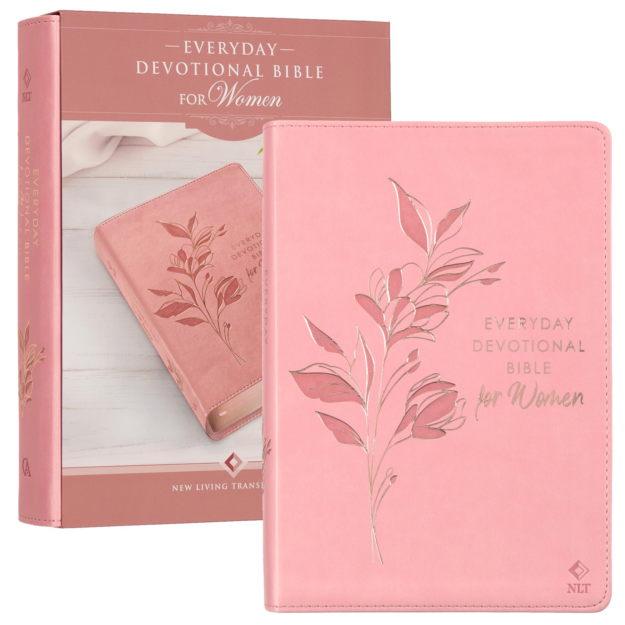 NLT Holy Bible Everyday Devotional Bible for Women New Living Translation, Vegan Leather, Pink ...