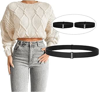 JASGOOD 2 Pcs Crop Top Tuck Waist Band Adjustable Band Tucking Sweaters ...