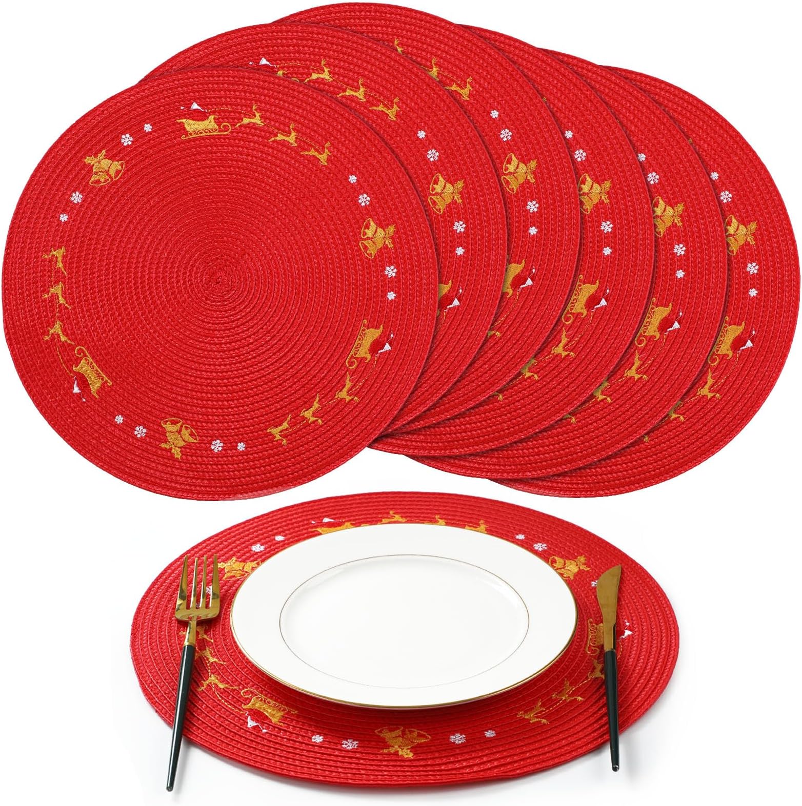 Amazon.com: Christmas Placemats Set of 6, 6 Placemats and 6 Coasters ...
