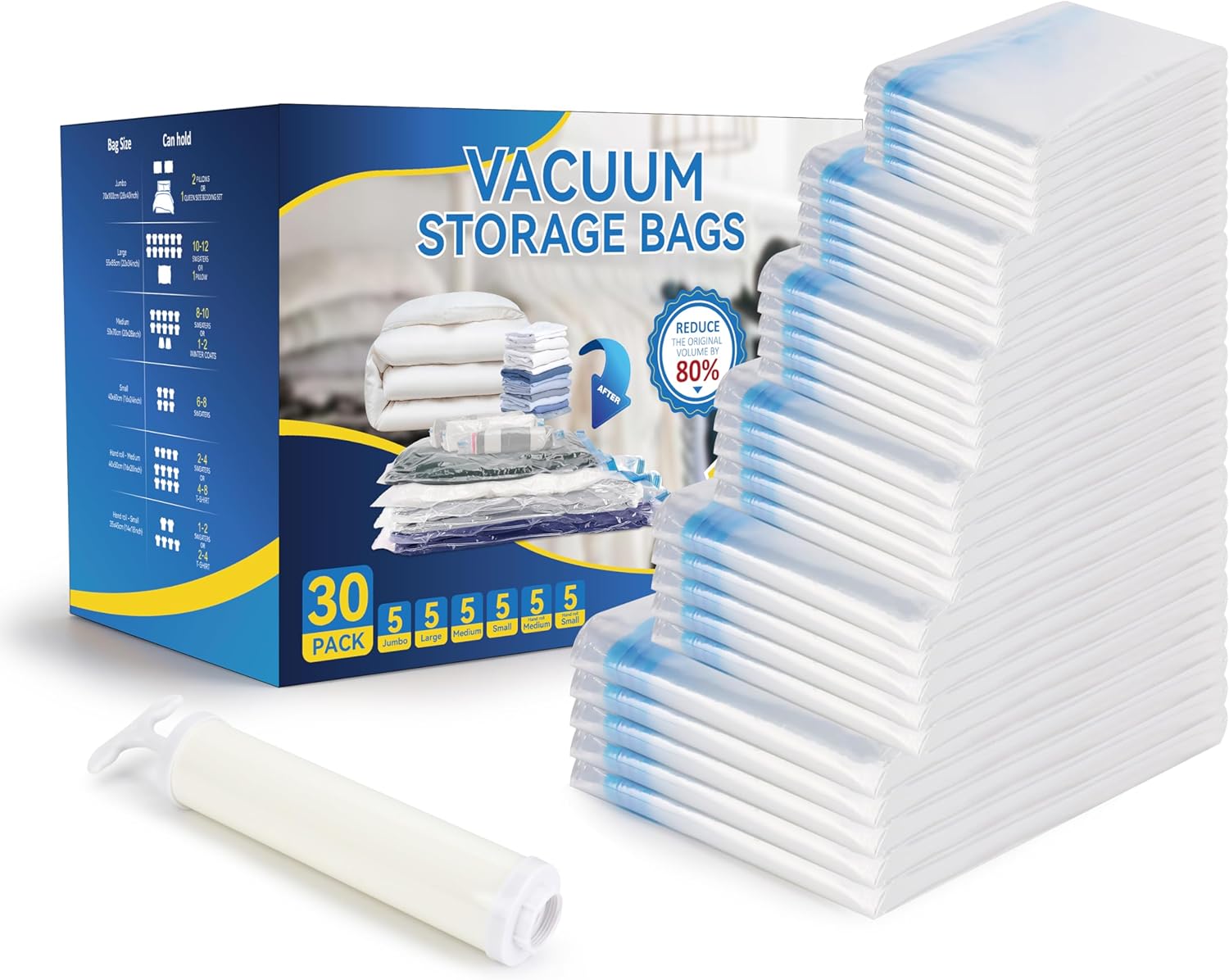 Amazon.com: 30 Pack Vacuum Storage Bags, Compression Storage Bags ...