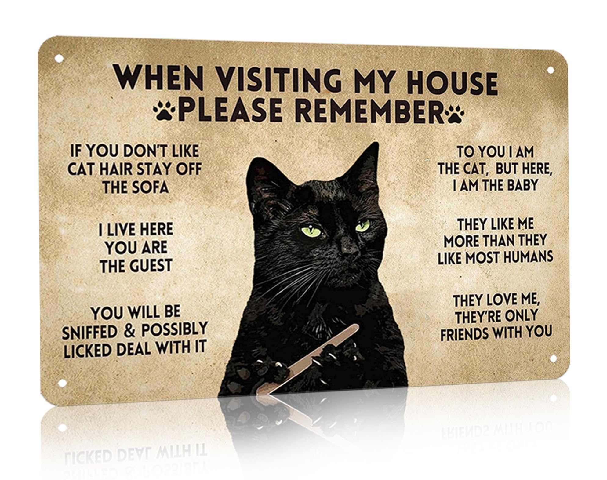 Amazon.com: CrazySign Funny Black Cat Vintage Metal Sign When Visiting ...