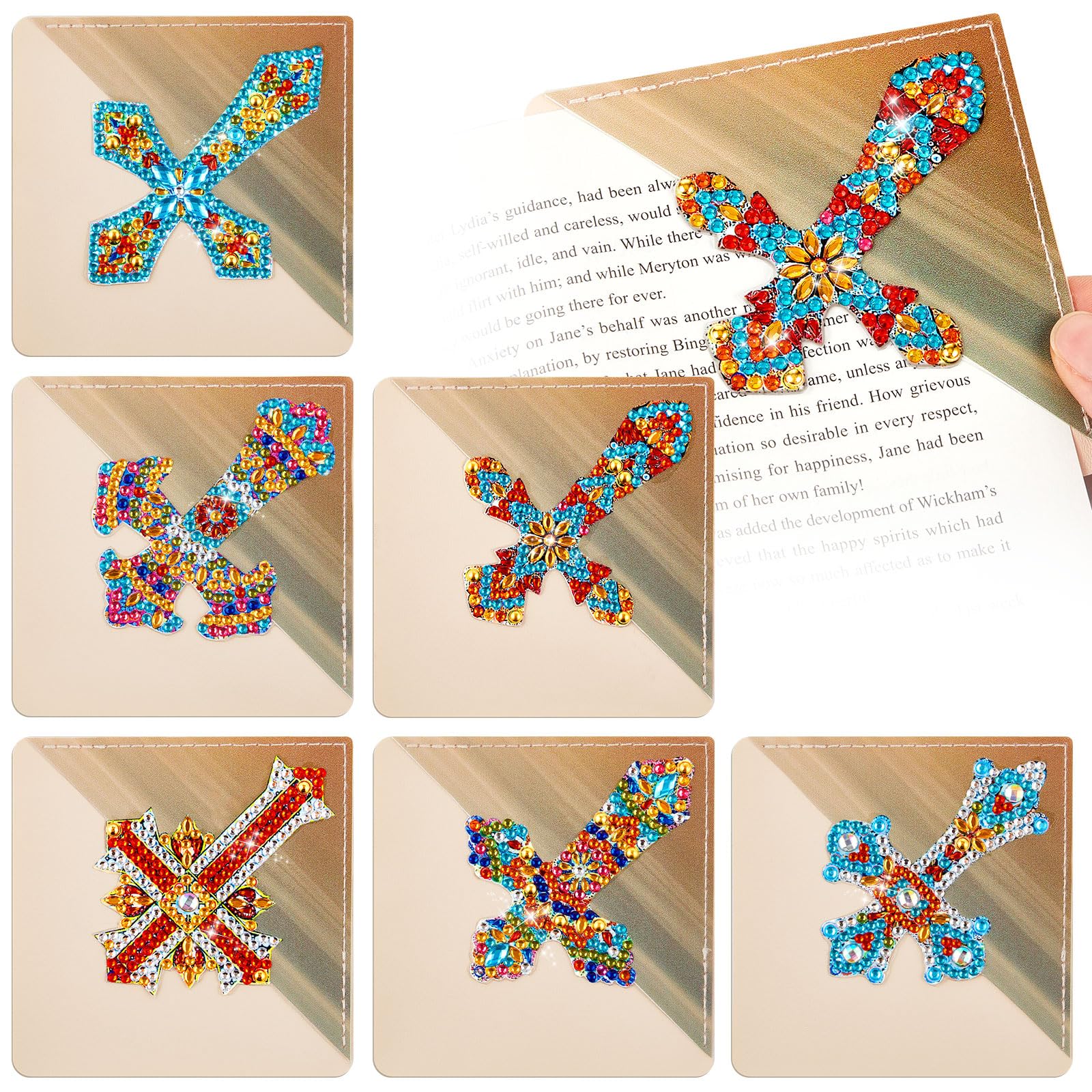 Amazon.com: 6 Pcs Cross Diamond Art Bookmarks Diamond Painting Bookmark ...