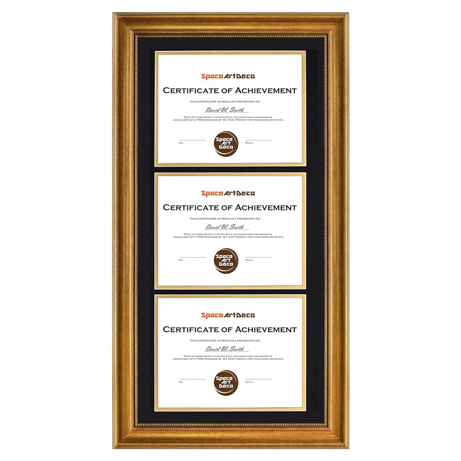 Space Art Deco, 14x29 Triple/Three Certificates Frame with Black Over ...