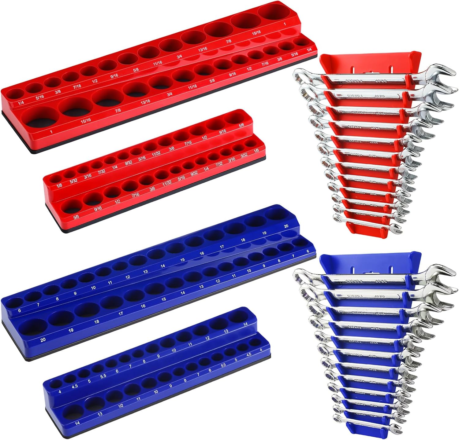 Amazon.com: Kanayu 6 Pieces Magnetic Wrench Organizer Set 12 Slots ...