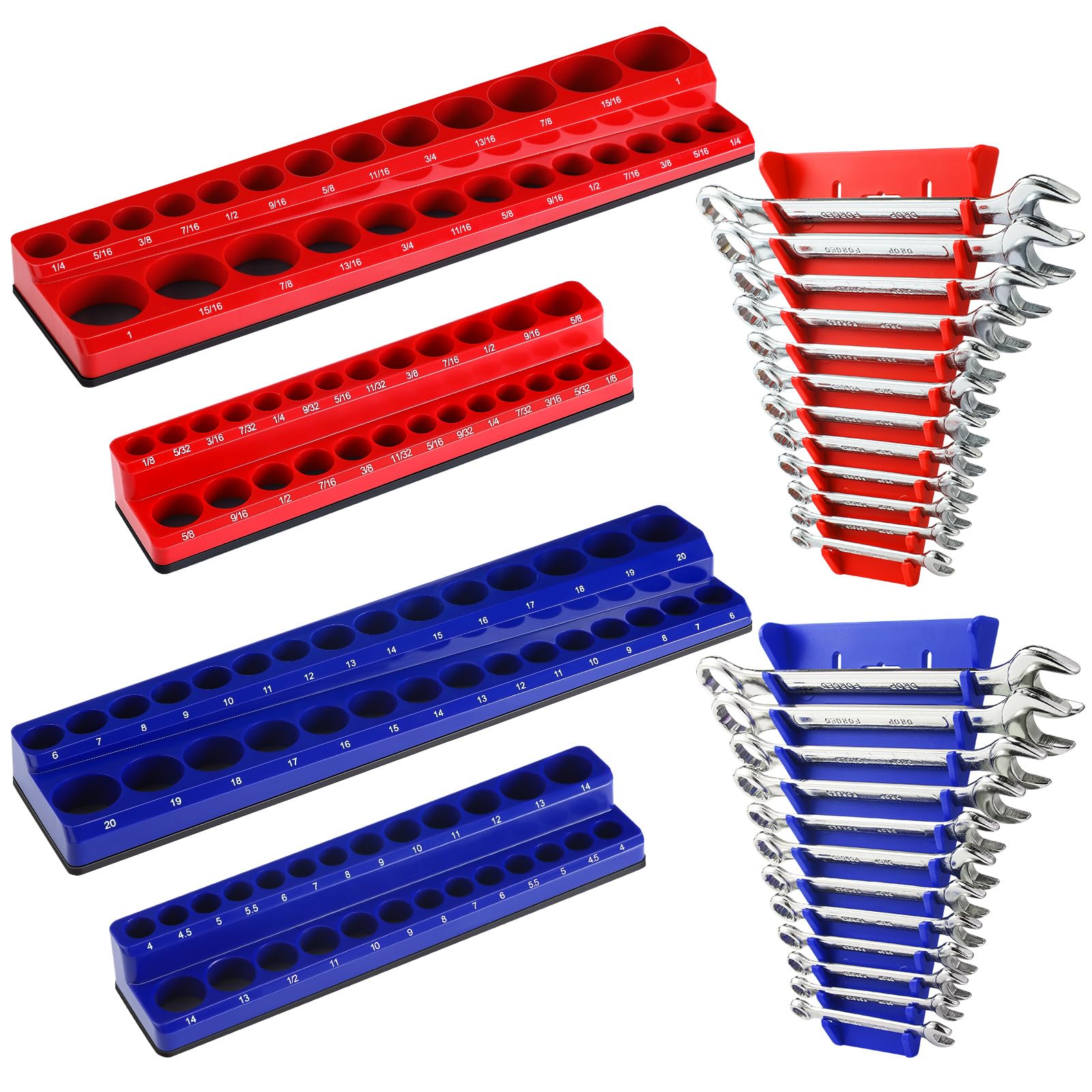 Amazon.com: Kanayu 6 Pieces Magnetic Wrench Organizer Set 12 Slots ...