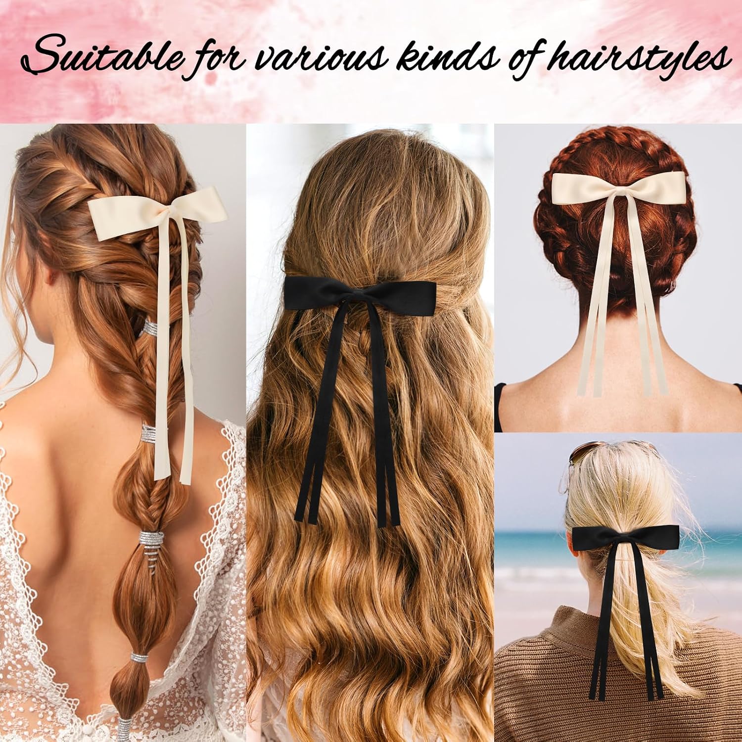 2 lazos para el pelo para mujer, 8.66 pulgadas, cinta de borla, pinzas ...