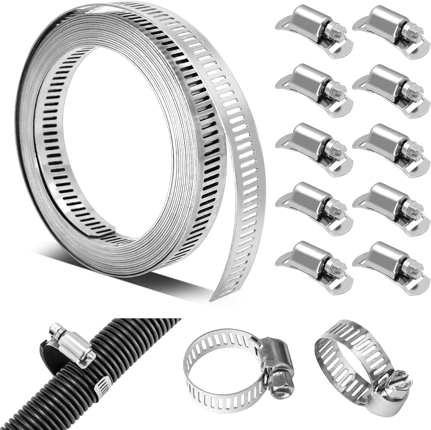 Schlauchschellen Edelstahl，3 Meter Einstellbare Schlauch Clips ，DIY ...