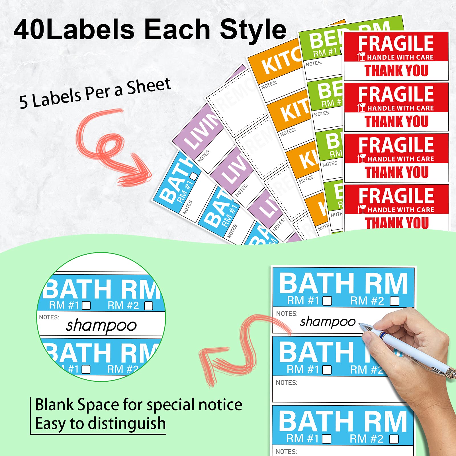 Snapklik.com : Yoget 42x90mm Large Home Moving Labels For Apartment ...