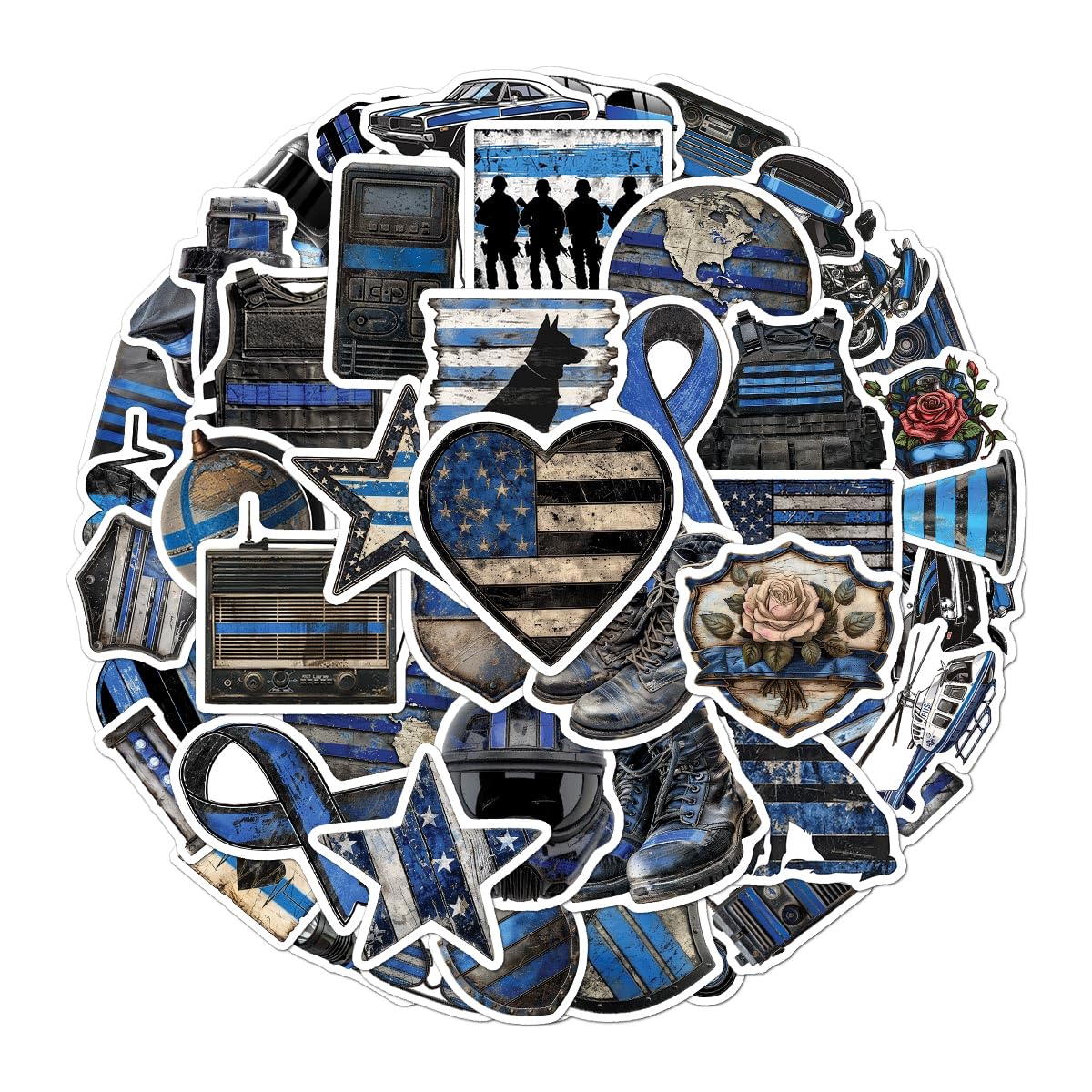 Amazon.com: Pack 50 Pcs Law Enforcement Thin Blue Line Stickers for ...