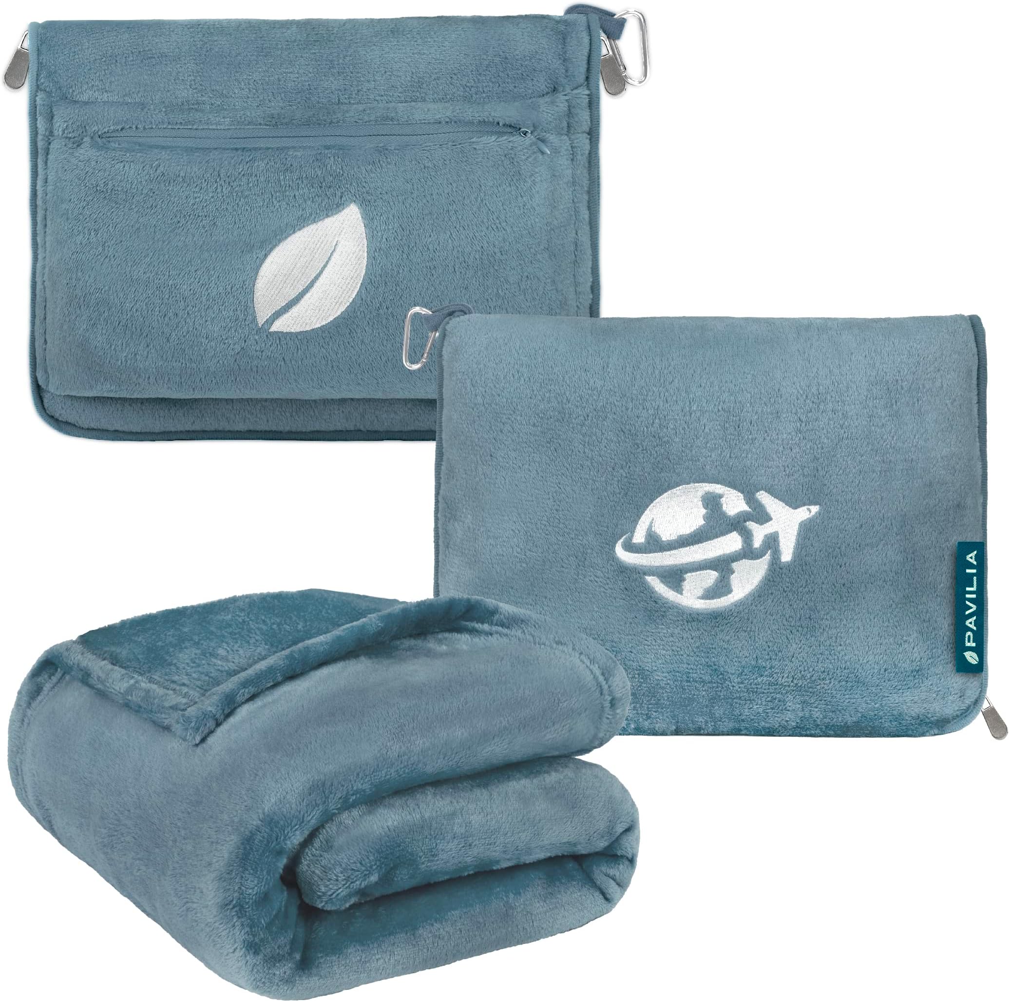 Amazon.com: BlueHills Travel Blanket Pillow in Mini Soft Case Premium ...