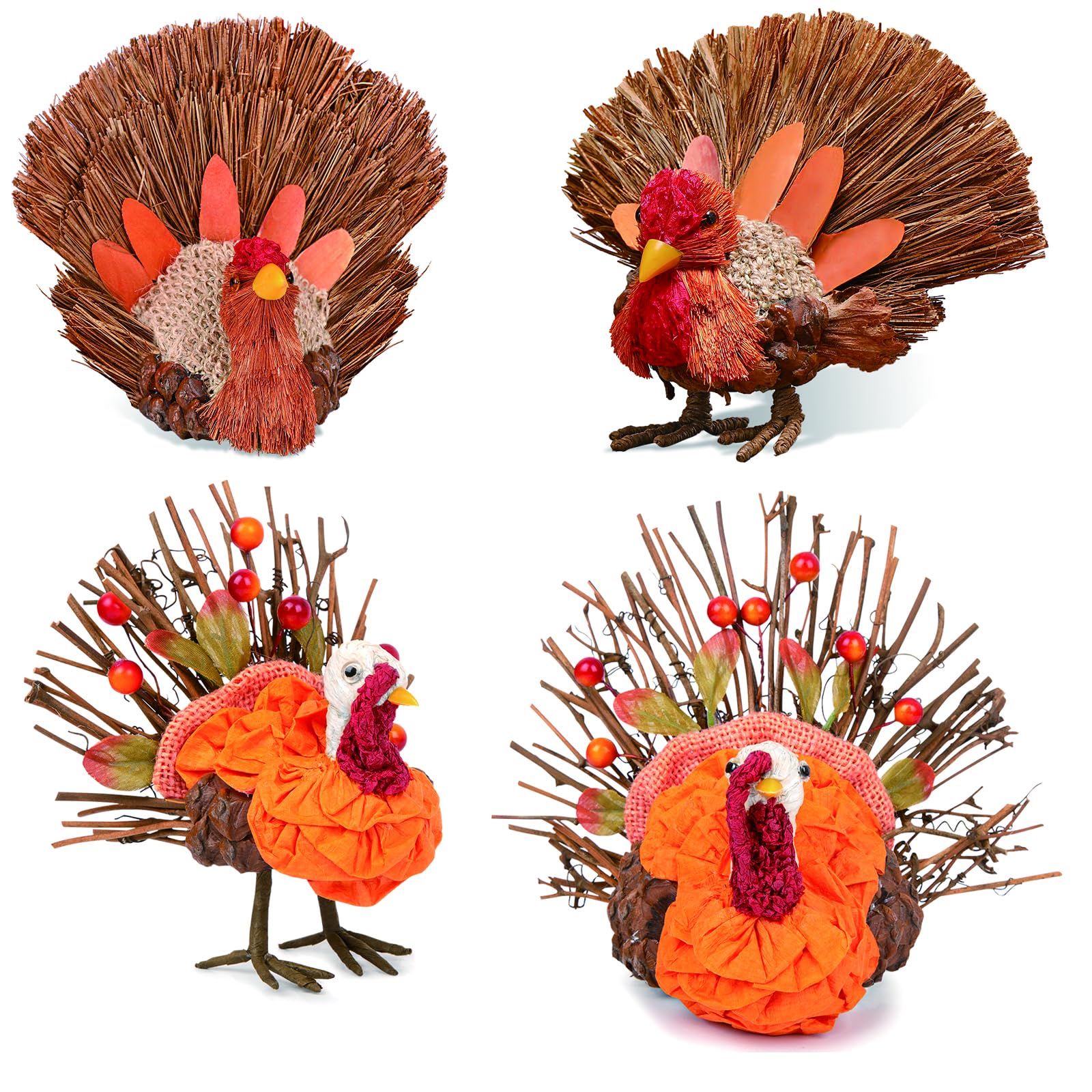 Amazon.com: HOHUCRAB 4PCS Thanksgiving Decorations Turkey, Thanksgiving ...