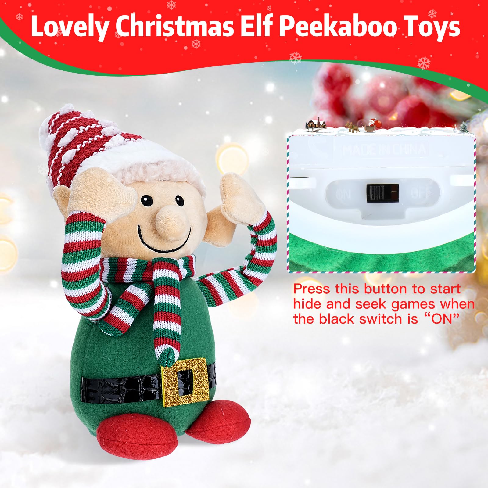 Christmas Elf Plush Toy, Peek A Boo Interactive Elf Cuddly Plush Toys ...