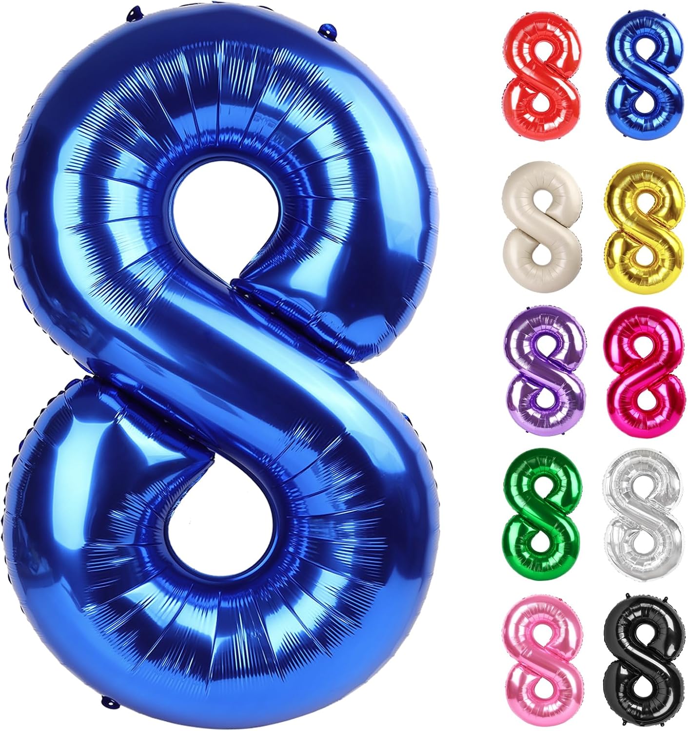 Amazon.com: Metallic Blue Number 8 Balloon 40 Inch, 8 Balloon Number ...
