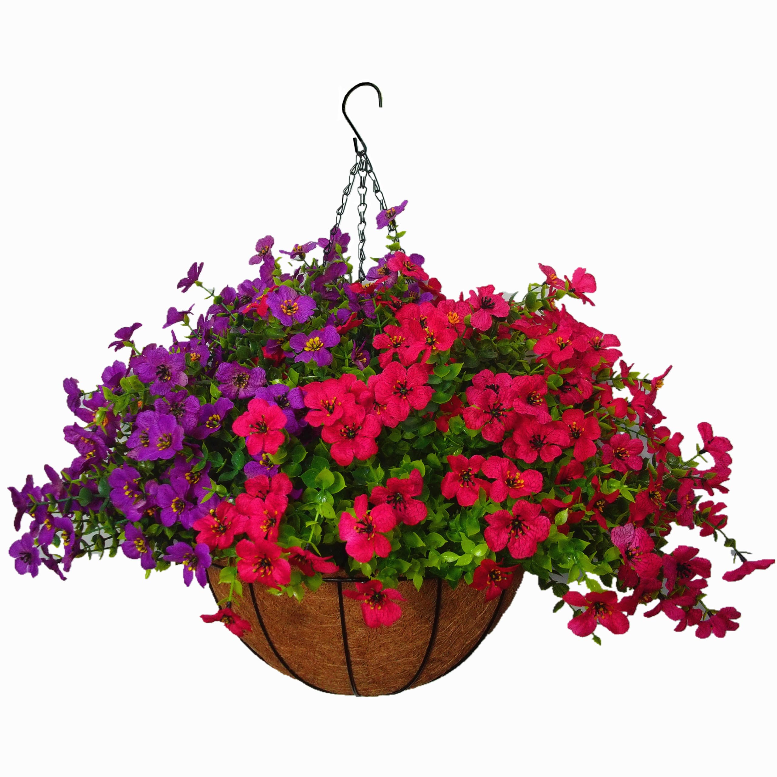 12 Inches Artificial Violets Flowers with Hanging Basket Chain Flowers ...