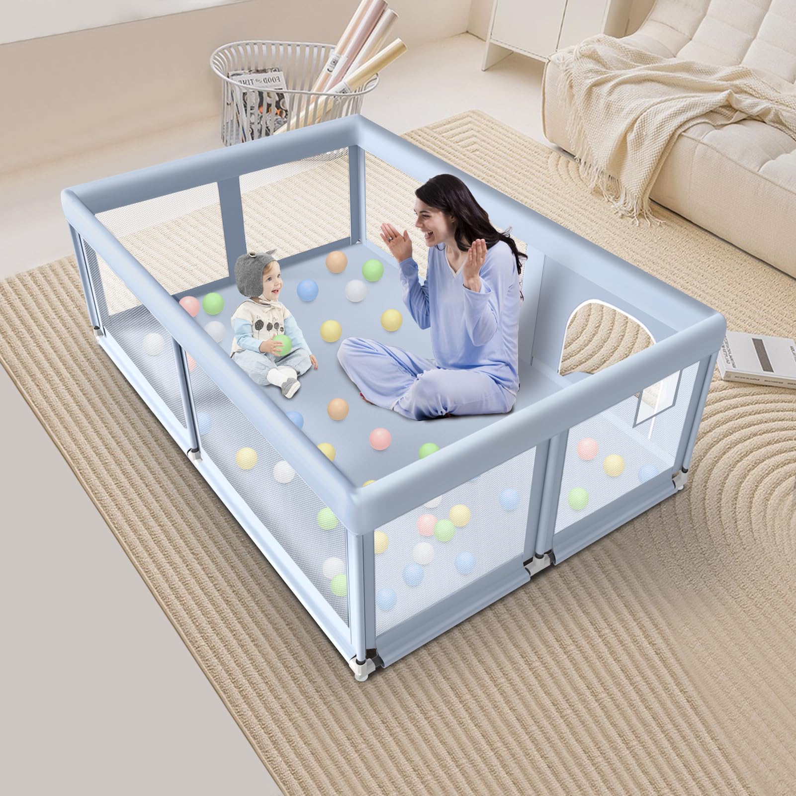 Amazon.com : 65×50 Inches Baby Playpen, Playpen for Babies and Toddlers ...