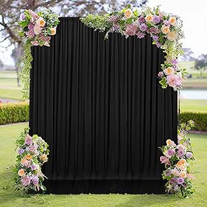 Amazon.com: MEETSKY 10ft x 7ft Black Backdrop Curtain for Parties Black ...