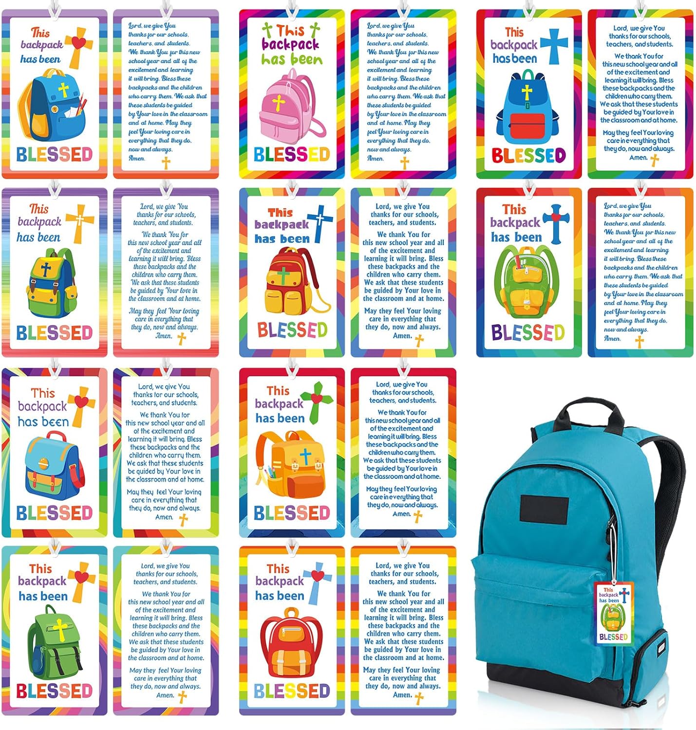 Amazon.com: Motiskyy 50 Pcs Religious Backpack Blessing Tags Back to ...