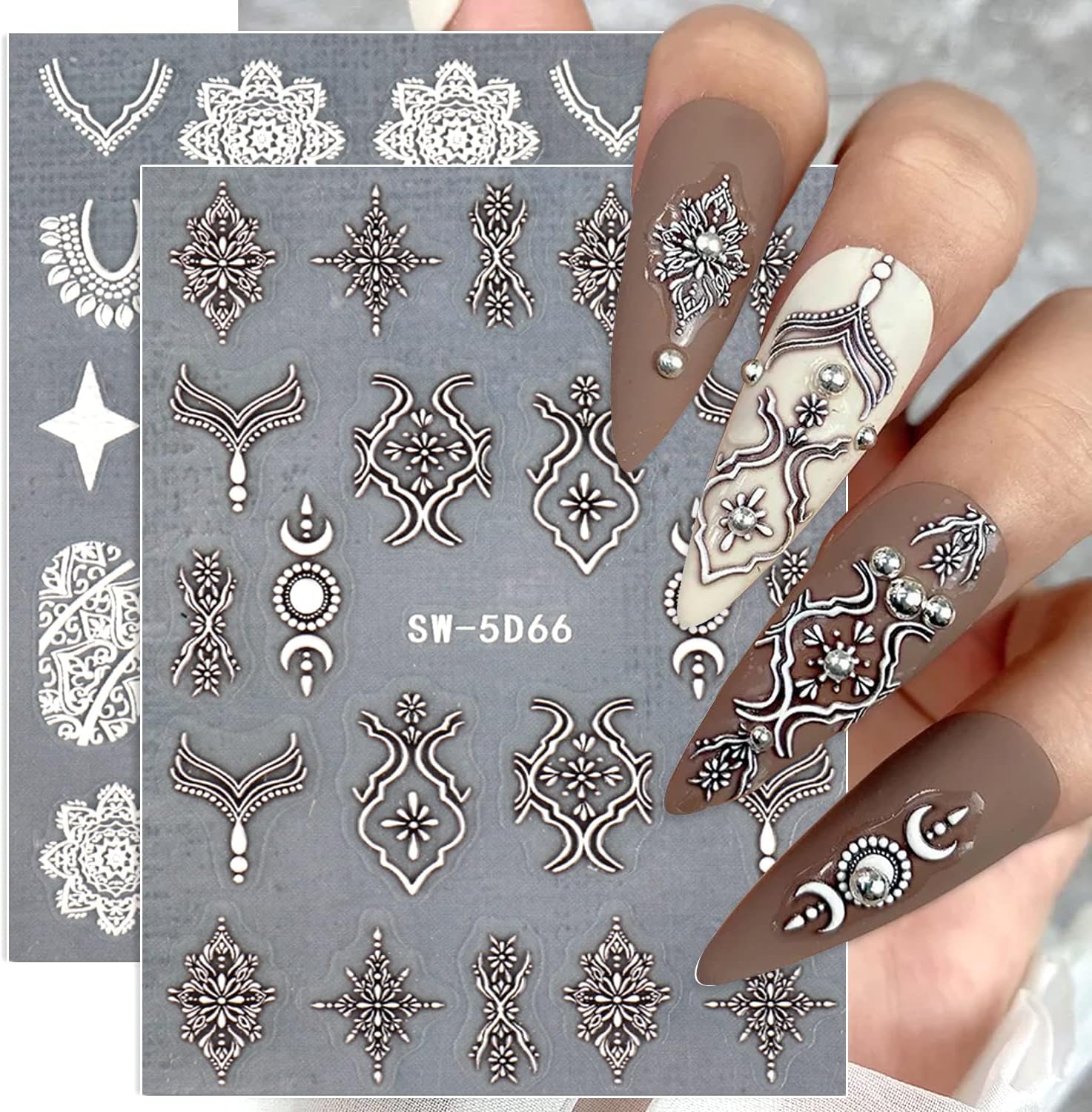 Amazon.com: 5D Nail Art Stickers Decals Embossed Filigree Nail Design ...