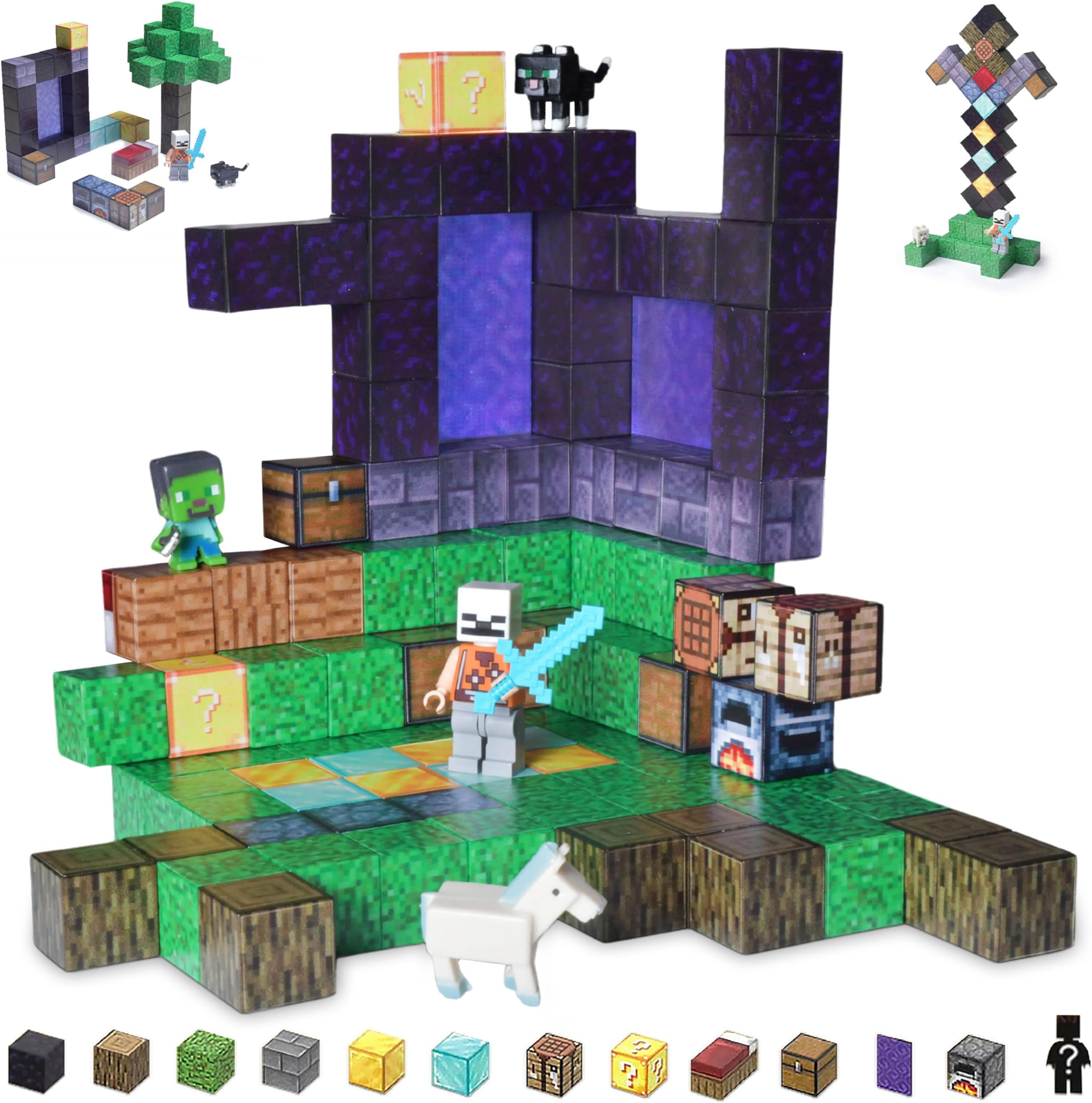 Magnetic Blocks 150PCS, Magnetic Tiles Building Blocks, Mine Magnet ...