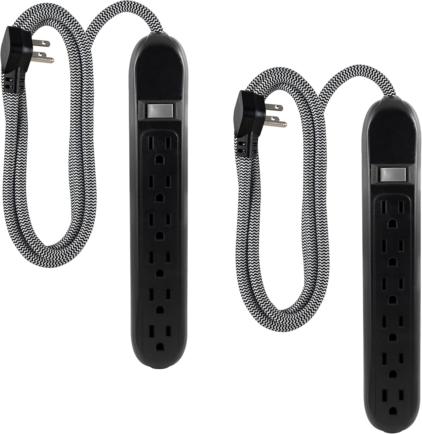 Amazon.com: Cordinate 6-Outlet Surge Protector, 2 Pack, 6 Ft Braided ...