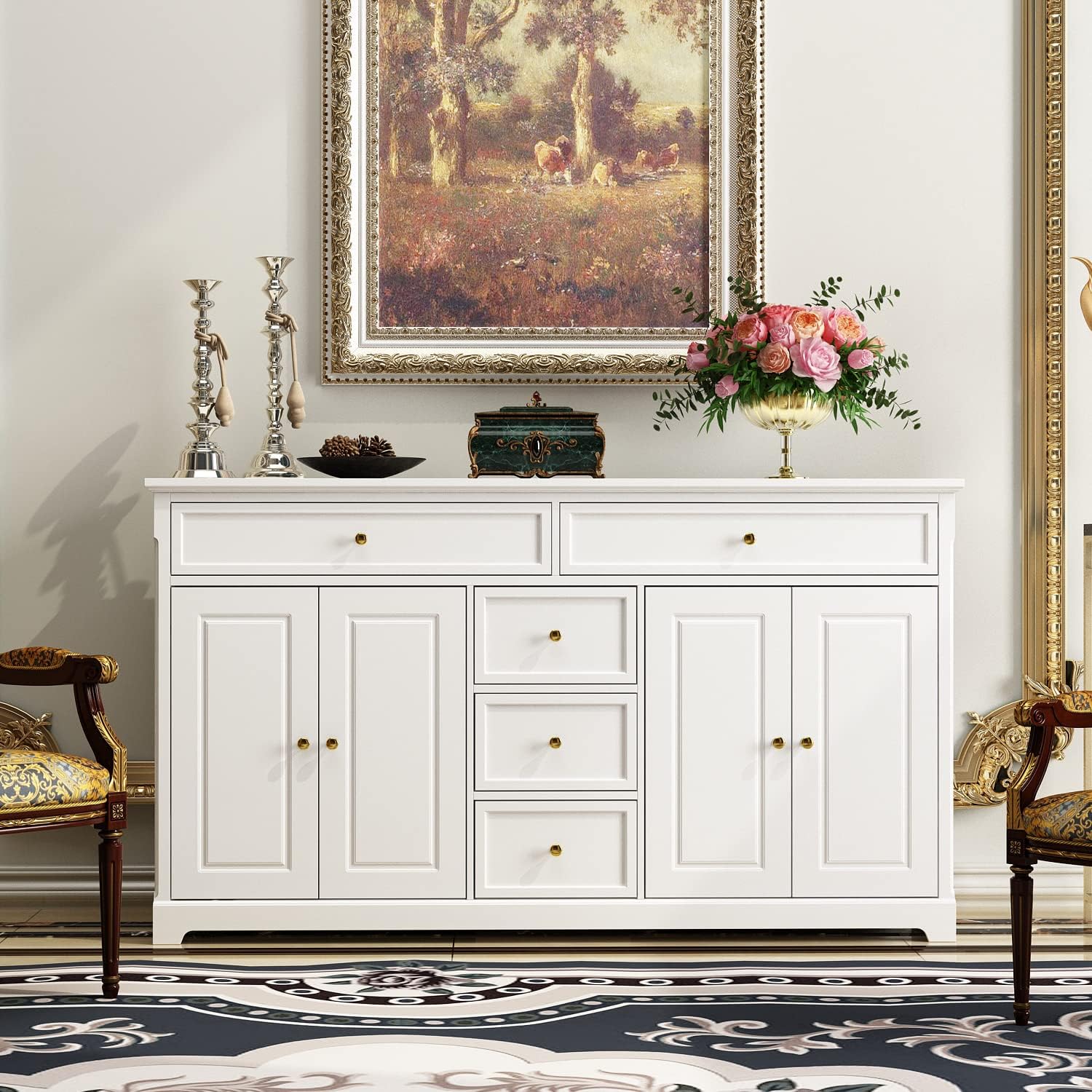 Amazon.com - AIEGLE White Kitchen Sideboard Buffet Cabinet with 4 Doors ...
