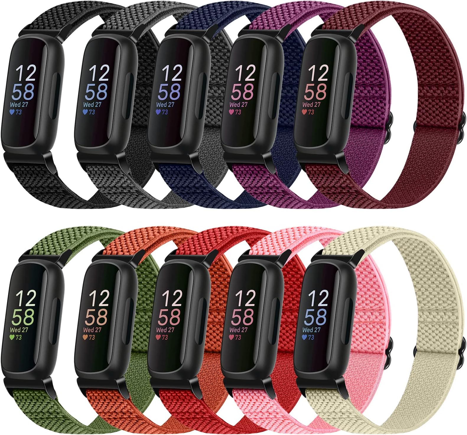 TumpCez 10 Pack Elastic Nylon Band Compatible with Fitbit Inspire 3 ...