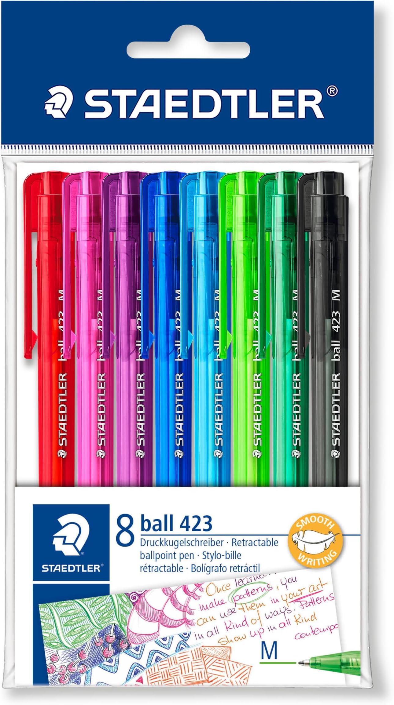 STAEDTLER Medium Retractable Rainbow Ballpoint Pens, Assorted, Pack of ...