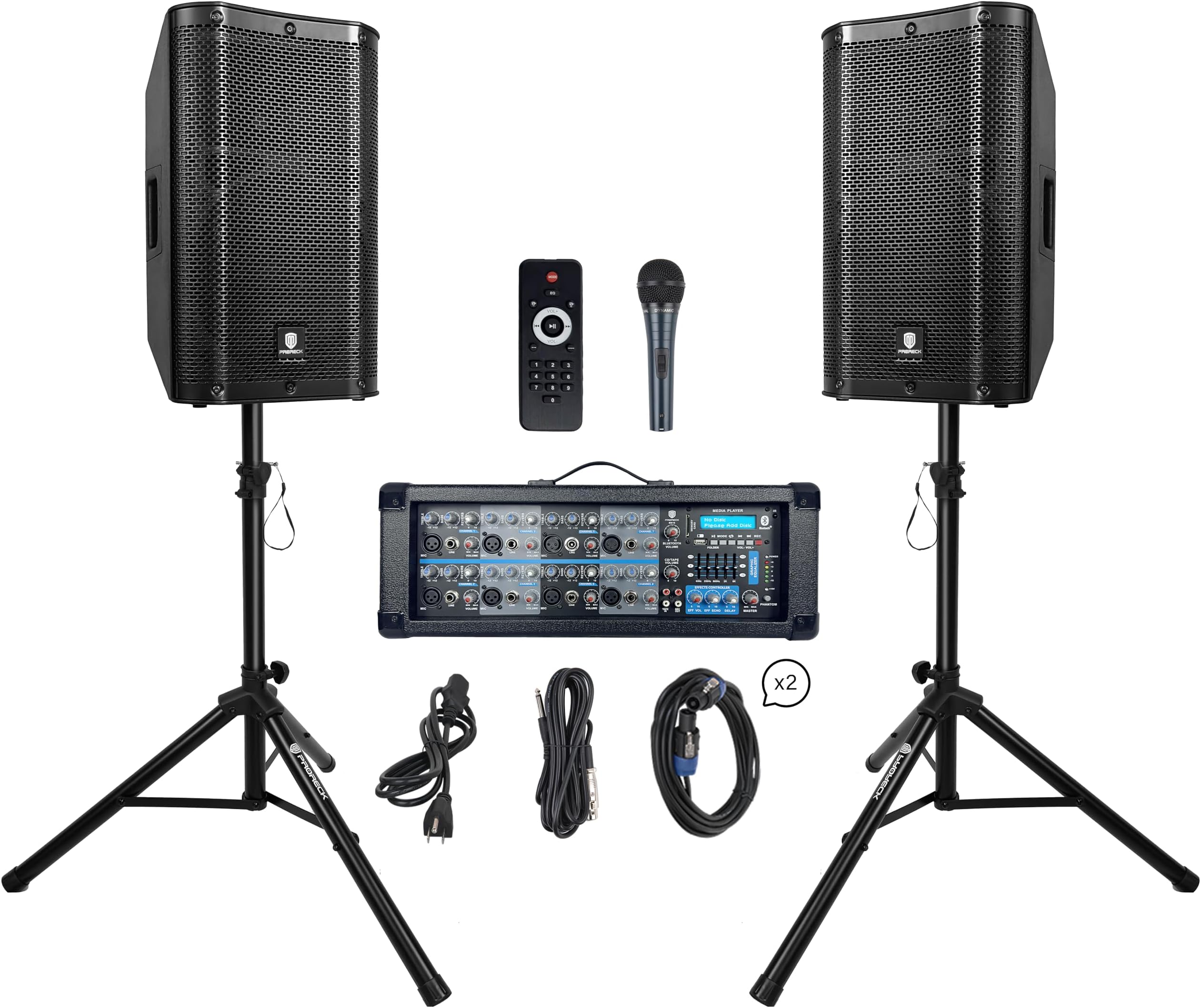 Amazon.com: PRORECK Delta 128 2400W Bluetooth PA Speaker System with 8 ...