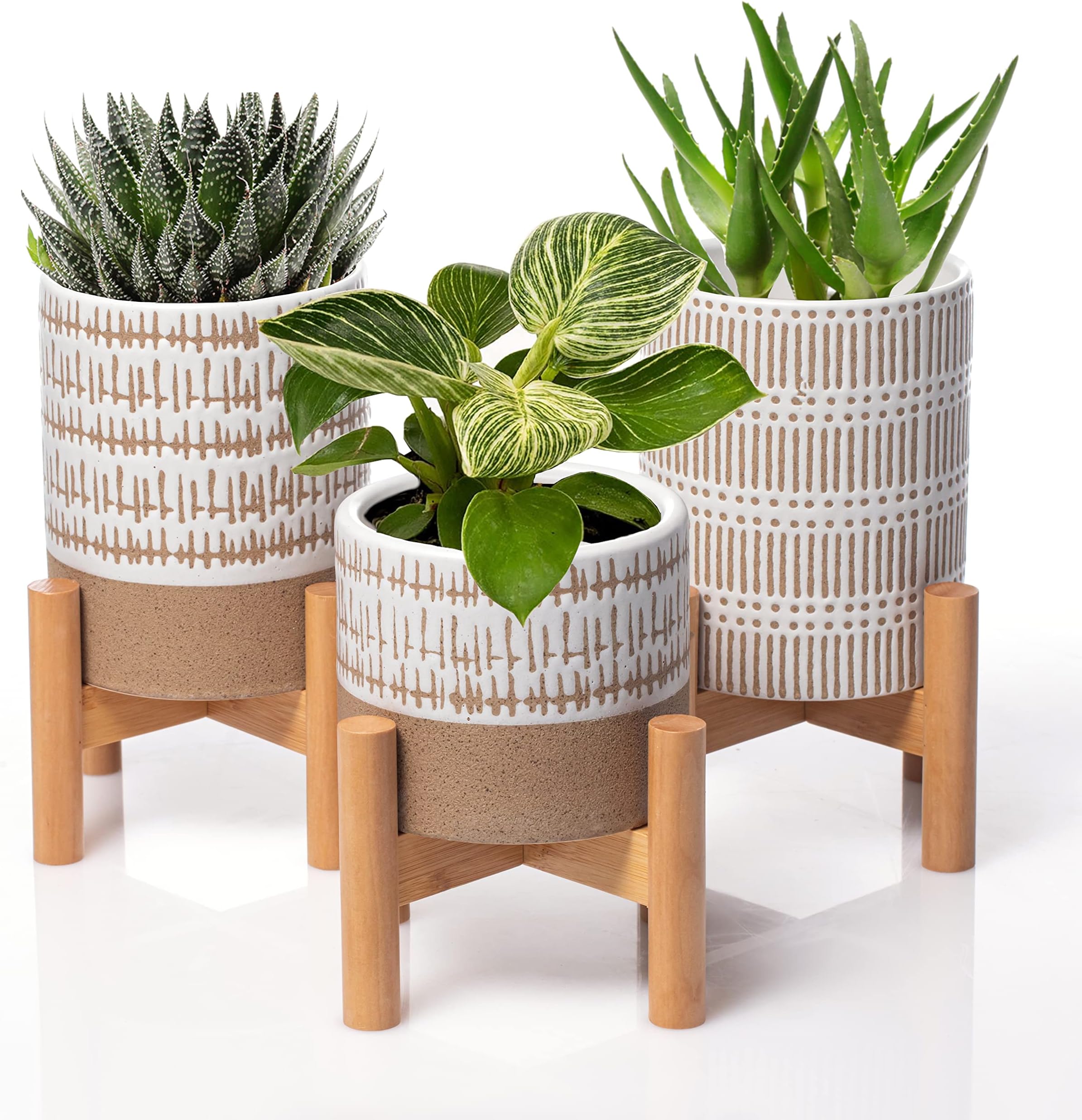 Amazon.com : Set of 3 mini planters with stands | small plant pots with ...