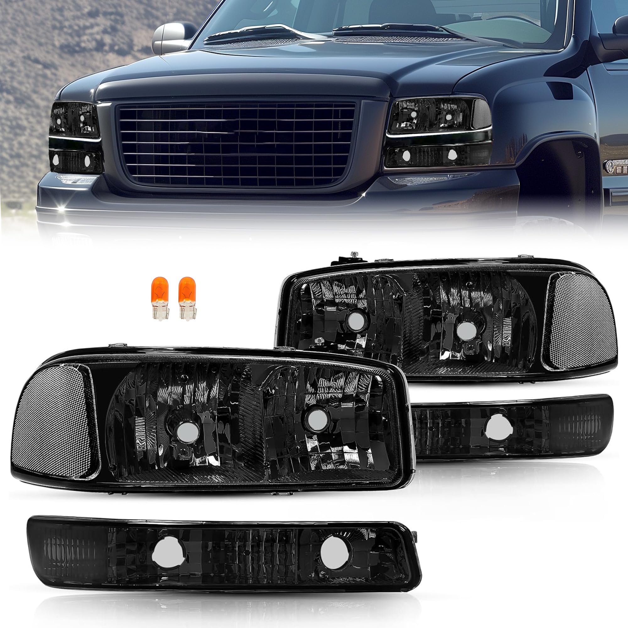 Amazon.com: KUAFU Headlight+Corner Light Compatible with 1999-2007 GMC ...