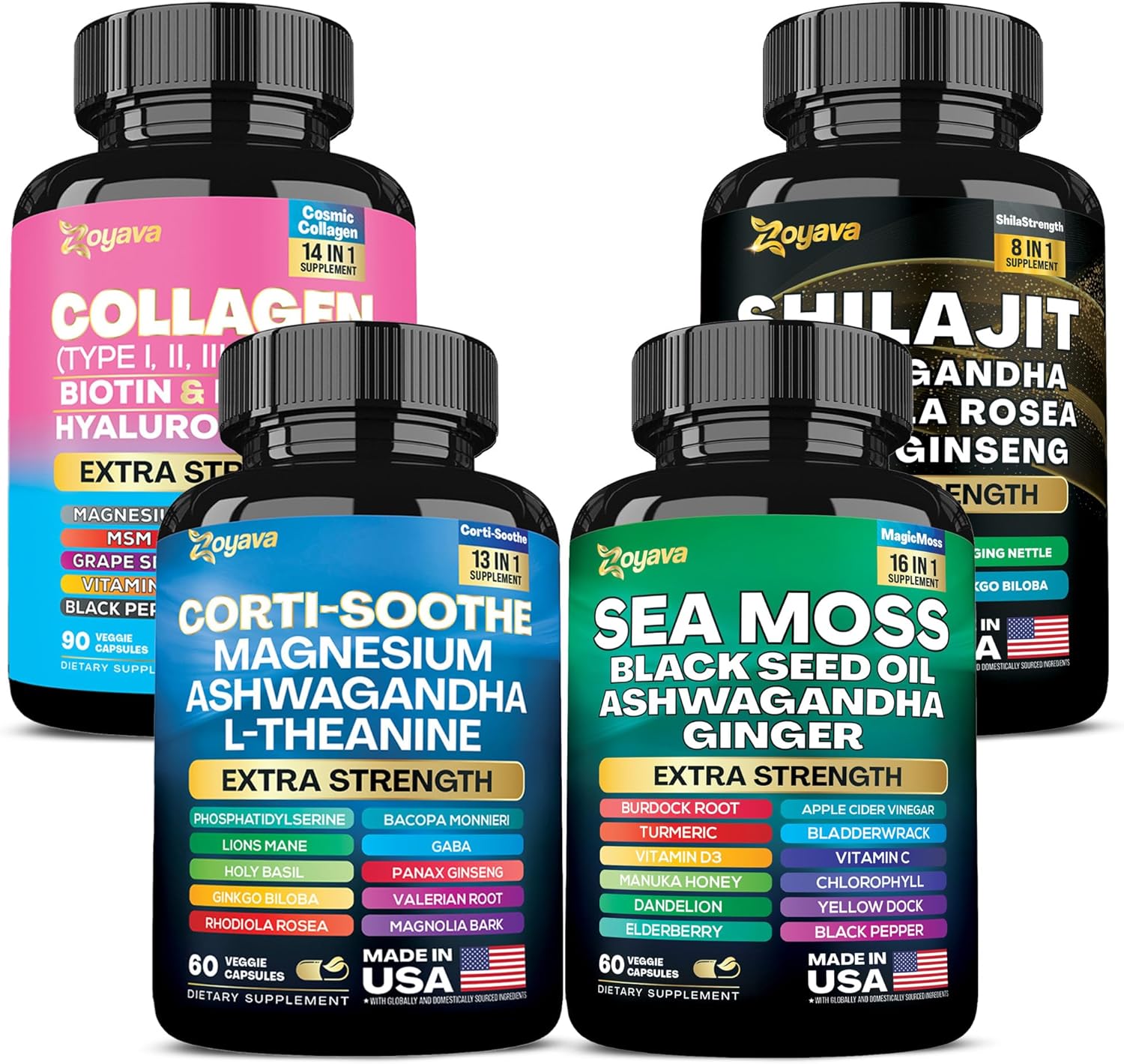 Amazon.com: Zoyava Sea Moss 60 Capsules, Shilajit 60 Capsules, Cortisol ...