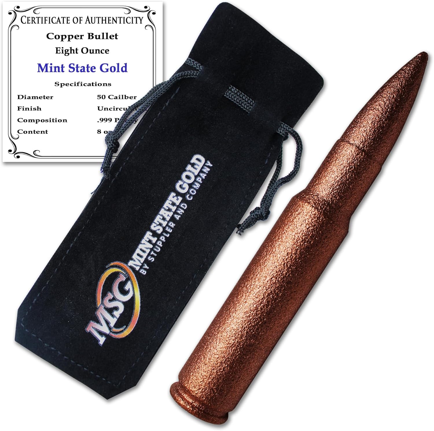Amazon.com: MINT STATE GOLD 50 Caliber 8 oz Copper Bullet - Collectible ...