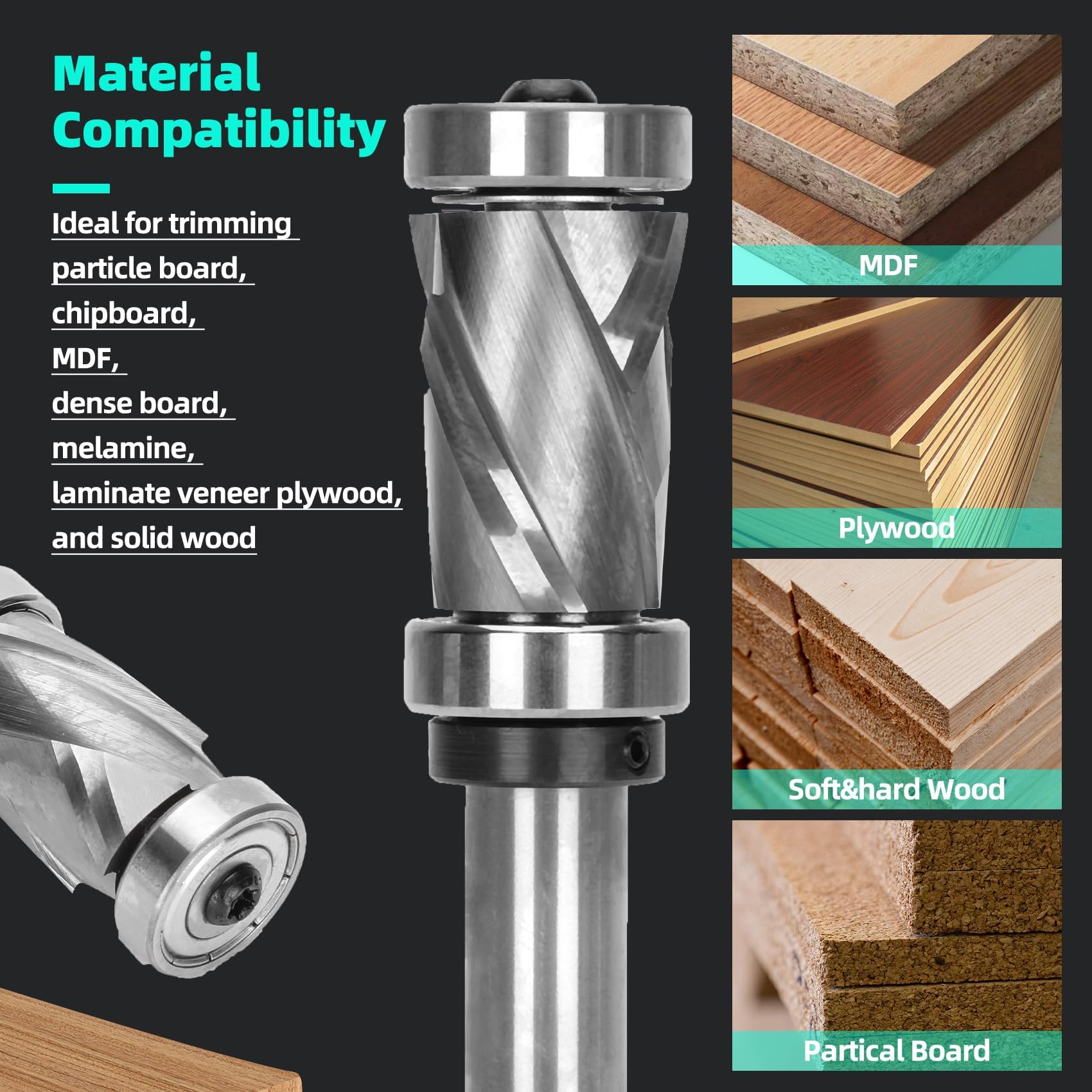 Snapklik.com : 7/8" Compression Spiral Flush Trim Router Bit 1/2" Shank