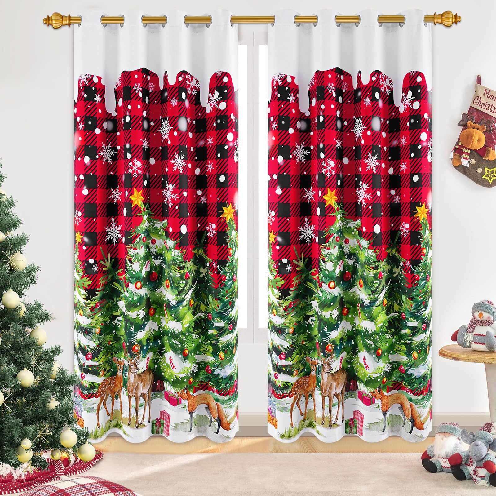 Amazon.com: FRAMICS Christmas Curtains for Living Room Snowflake ...