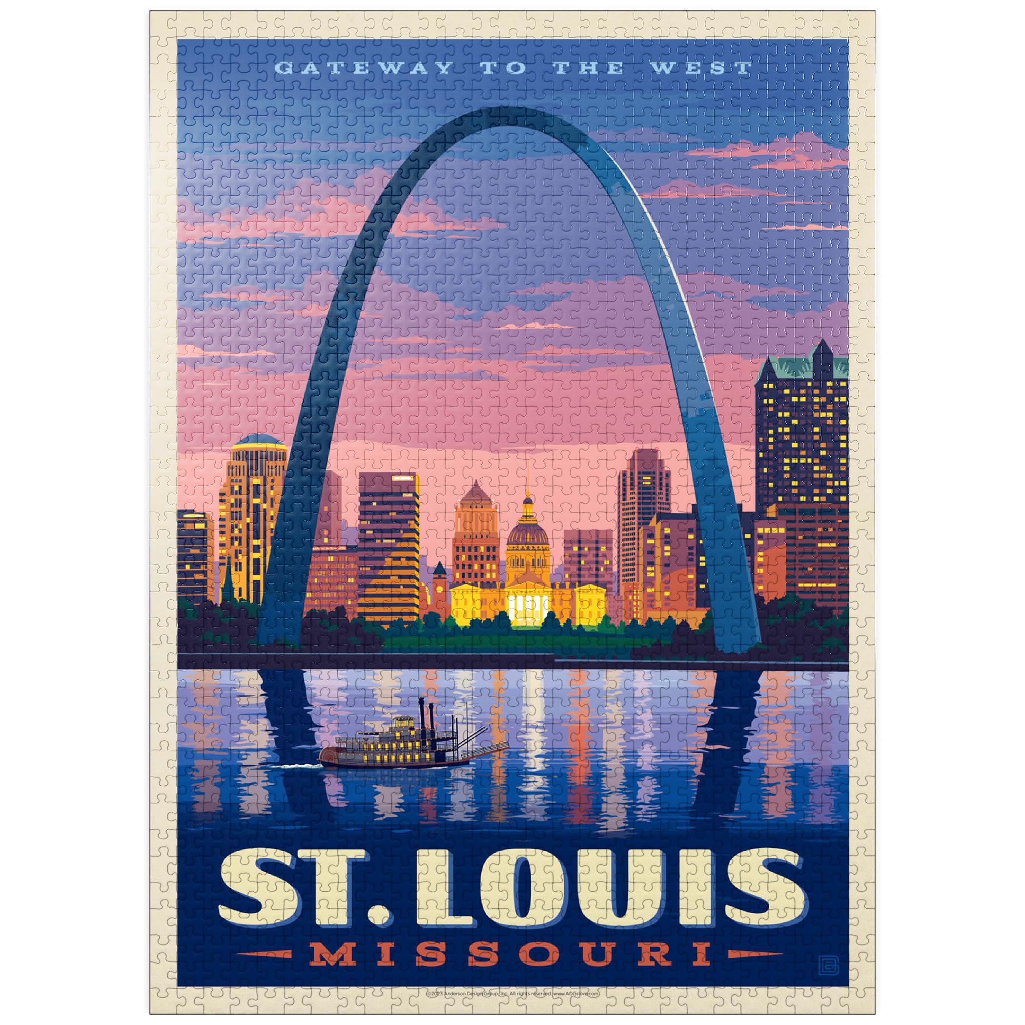 Amazon.com: MyPuzzle St. Louis, MO: Gateway Arch at Sunset, Vintage ...