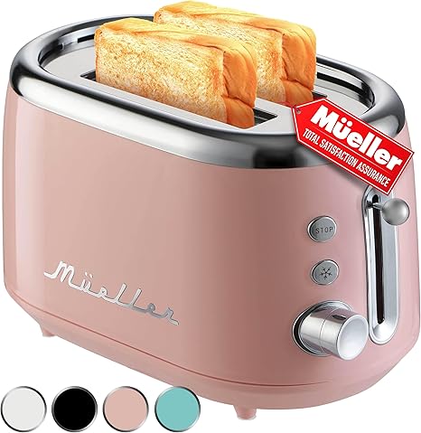 Mueller Retro Toaster 2 Slice with 7 Browning Levels and 3 Functions ...