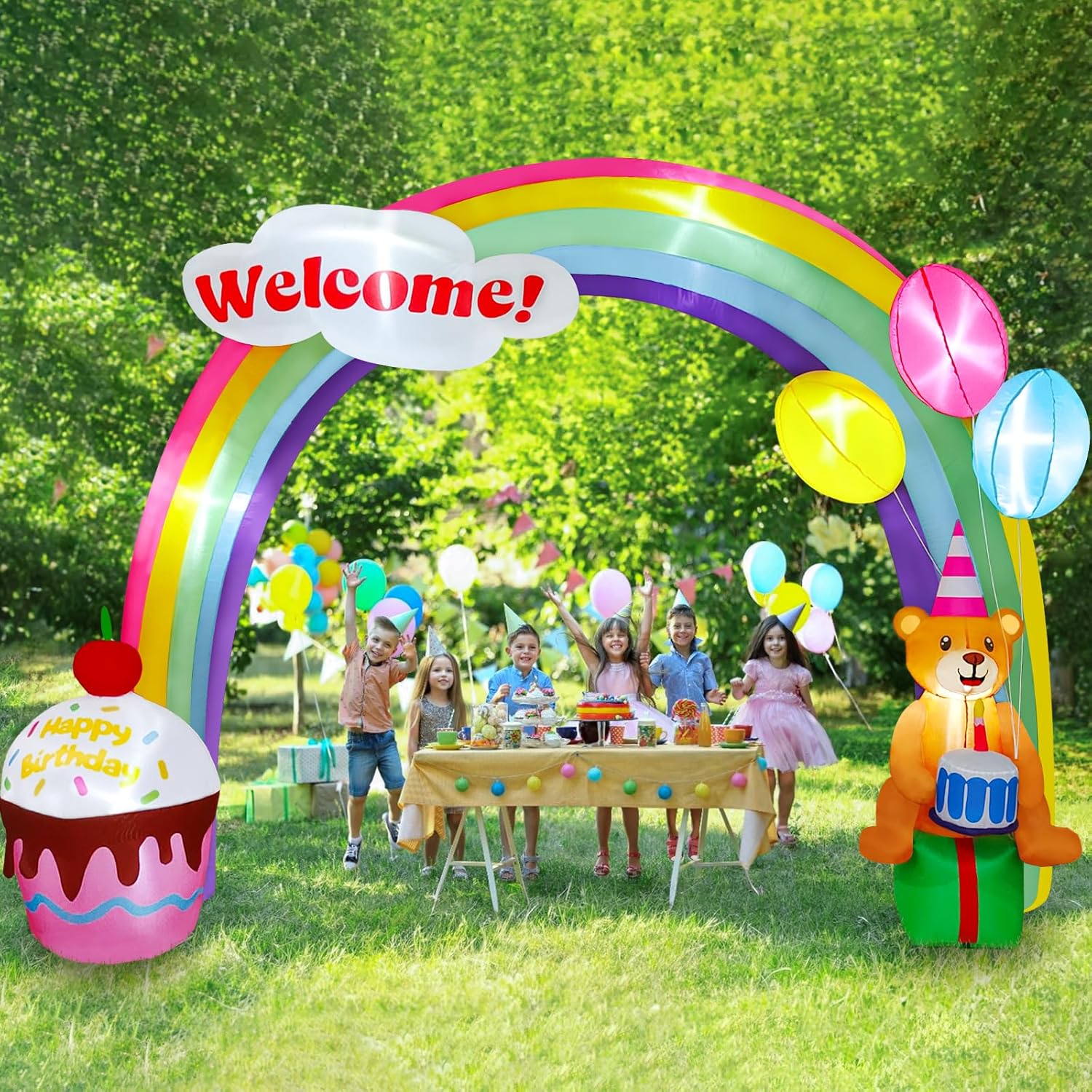 Amazon.com: OurWarm 10FT Huge Inflatable Rainbow Arch, Happy Birthday ...
