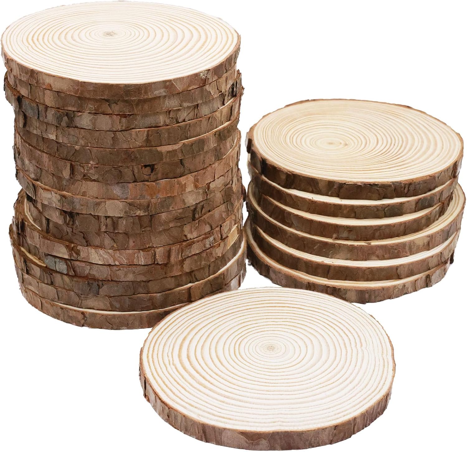 Amazon.com: DSYIL 22 Pack Wood Slices Bulk, 5.1-5.5 Inches Wood Rounds ...