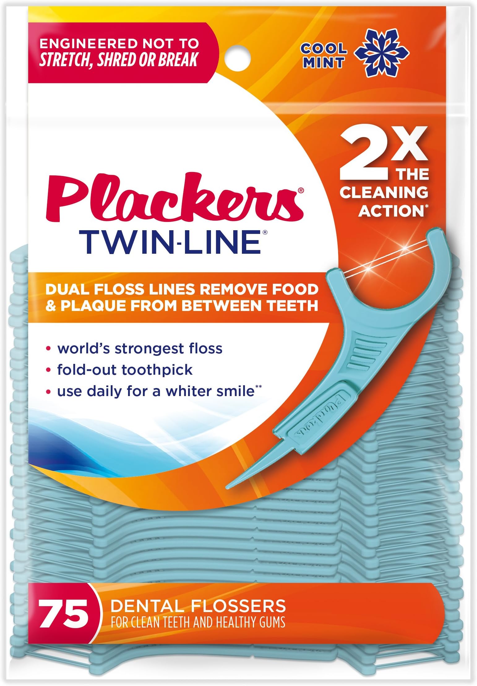 Amazon.com : Plackers Twin-Line Dental Flossers, Advanced Whitening and ...