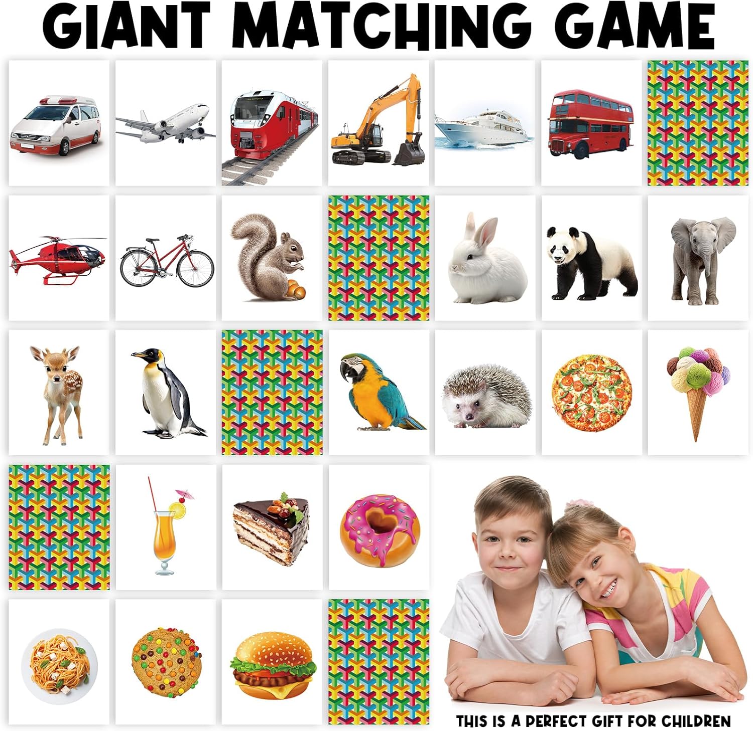 Giant Memory Game for Kids Memory Matching Game 48 Pcs Educational ...