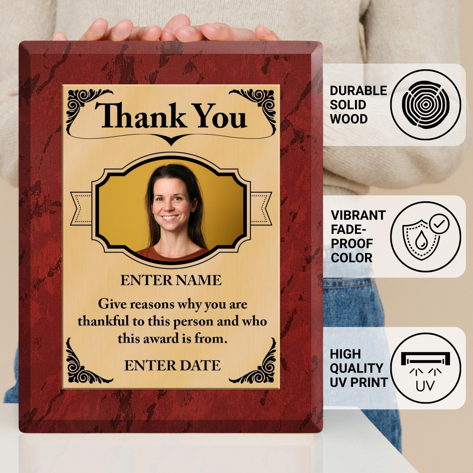 Wood Award Plaque With Metal Personalized Award Plaque - Custom Text ...