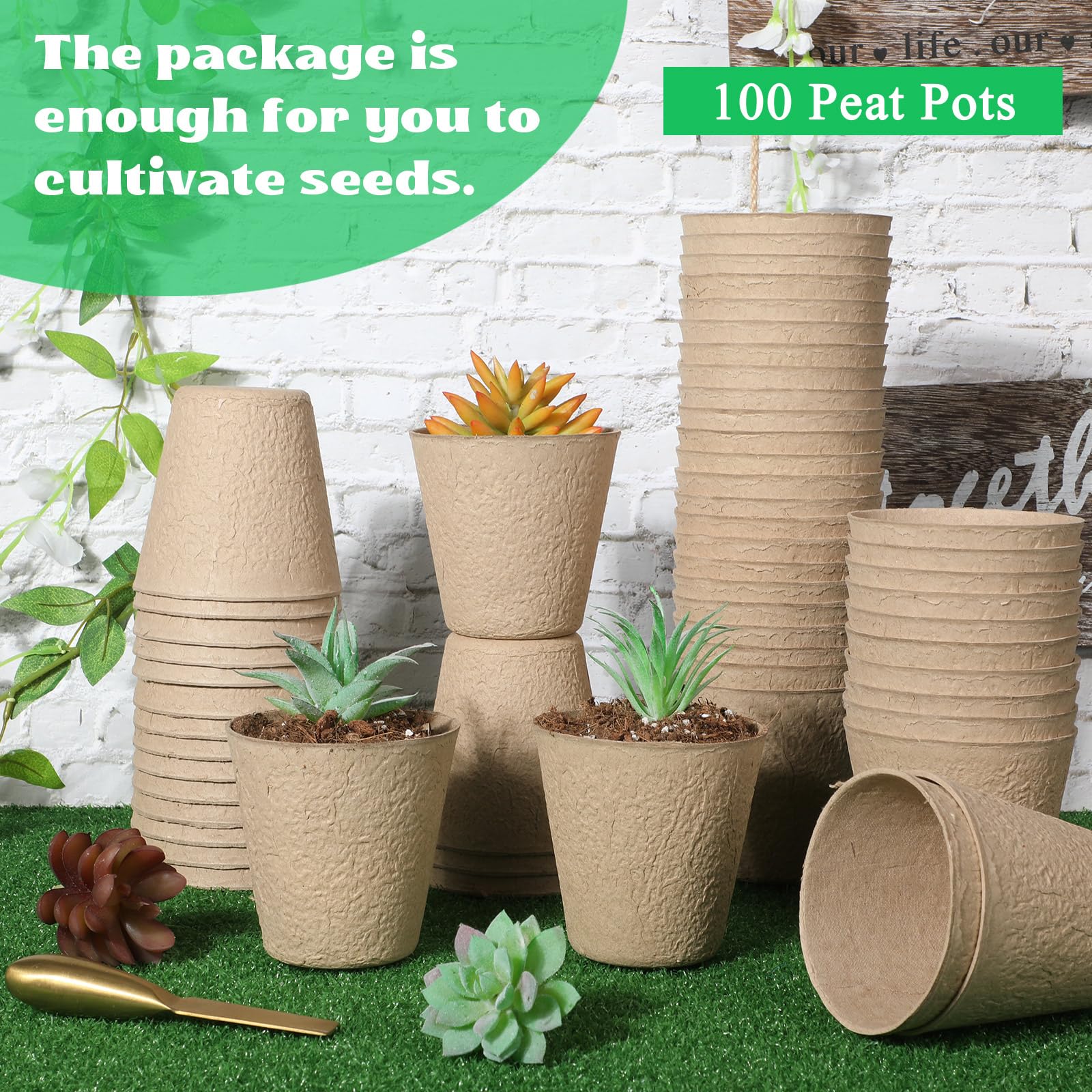 Snapklik.com : 100 Pcs Peat Pots For Seedling 4 Inch Germination ...