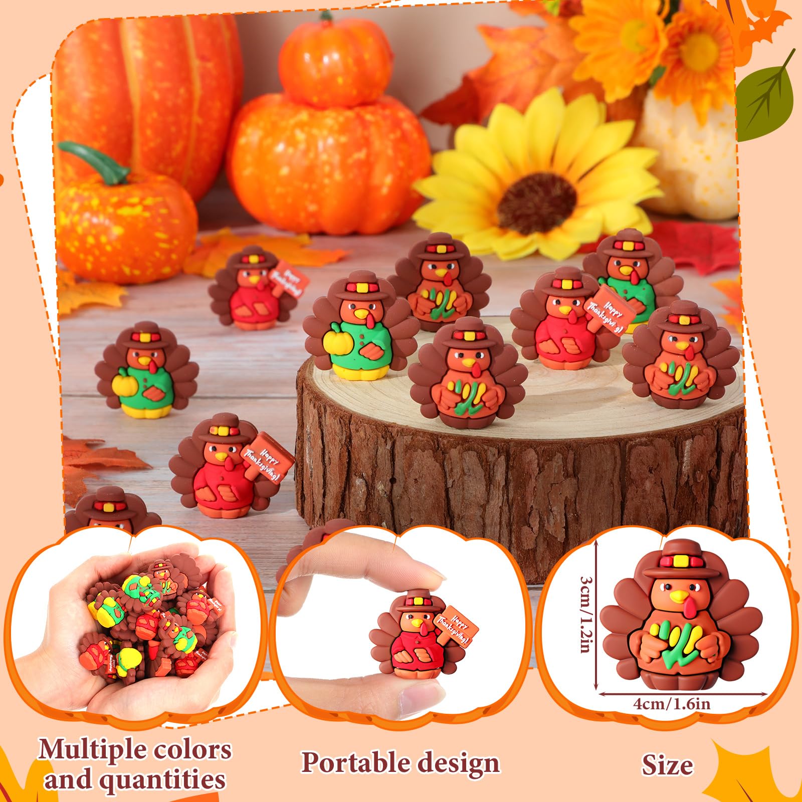 Snapklik.com : Domensi 30 Pcs Thanksgiving Mini Turkey Figurine Tiny ...